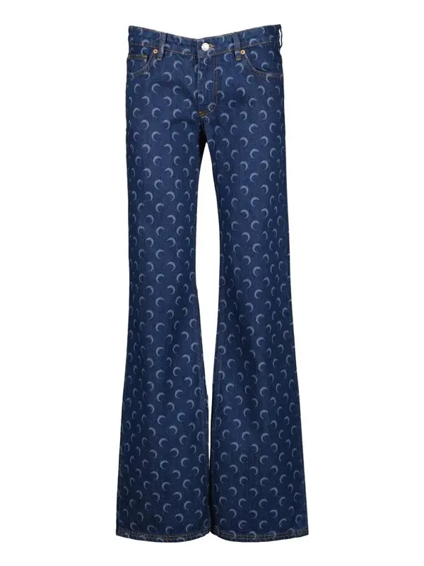MARINE SERRE Moon Print Bootcut Jeans - Blue