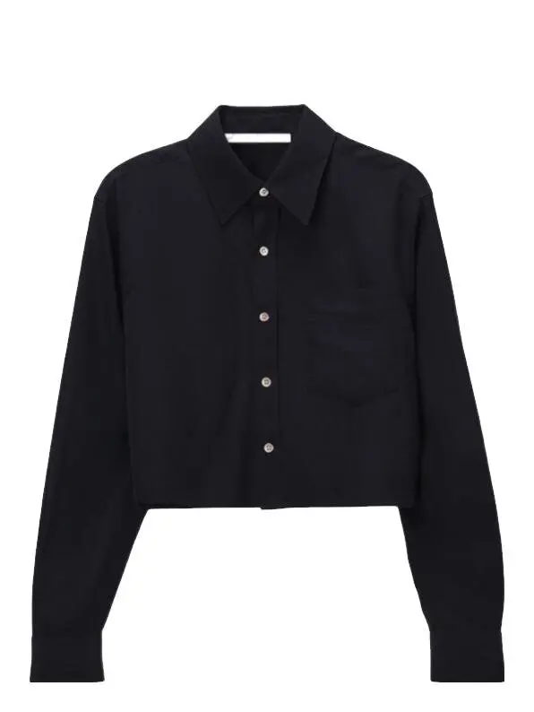 Alexander Wang Cropped Button-down Shirt With Pointed Collar - Black