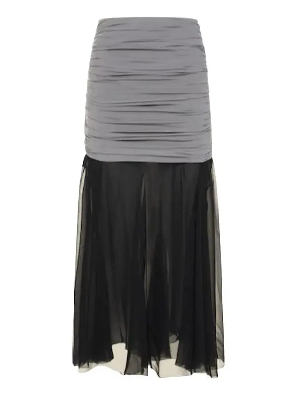 Tory Burch Gathered Silk Skirt - Black