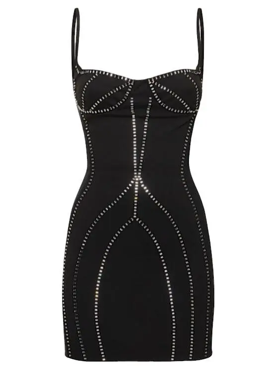 Attico Embellished Sablé Mini Dress - Black