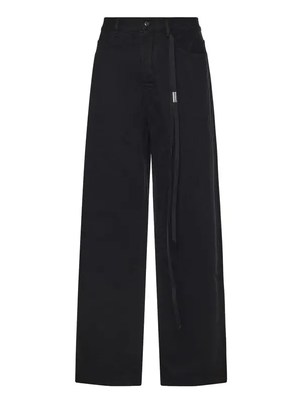 ANN DEMEULEMEESTER Modest 5 Pockets Relaxed Flared Trousers - Washed Black