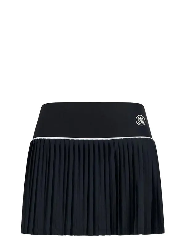 Amiri Pleated Skirt With Contrast Piping And Ma Logo - Black
