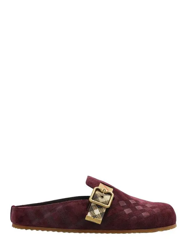 Burberry Leather Check-embossed Slip-on Shoes - Red