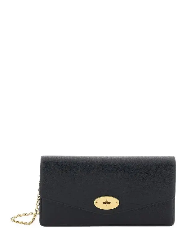 Mulberry Textured Calf Leather Clutch With Chain Strap - Black