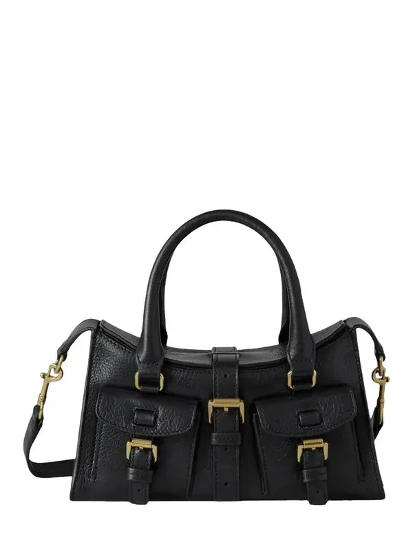 Mulberry Grained Leather Tote Bag With Buckle Fastening - Black