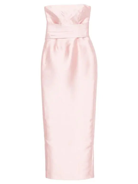 Solace London Strapless Evening Gown With Waist Detail - Pink