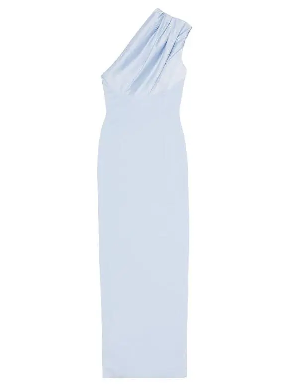 Solace London One-shoulder Draped Evening Dress - Blue