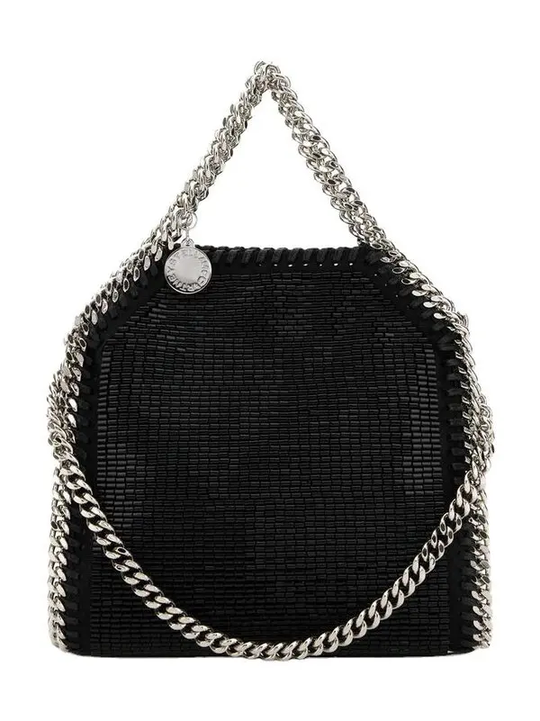 Stella McCartney Beaded Tote Bag With Silver-tone Chain - Black