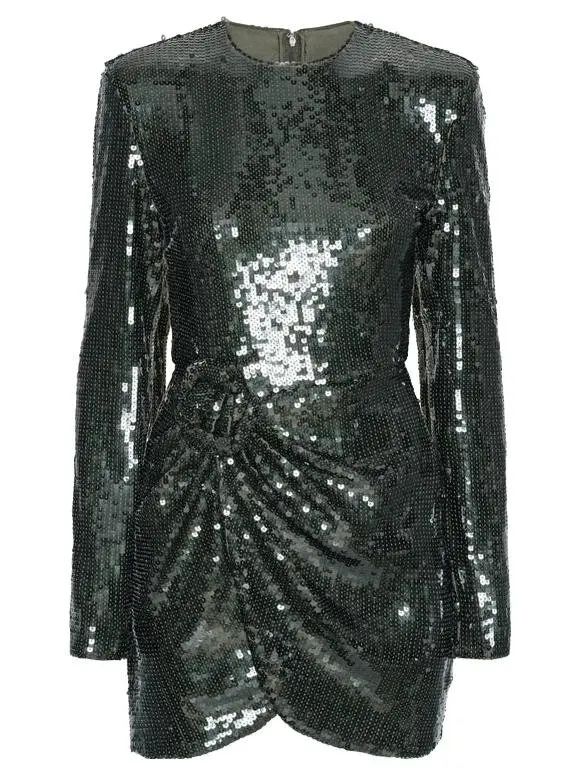 ROTATE BY BIRGER CHRISTENSEN Sequined Mini Dress With Padded Shoulders - Green