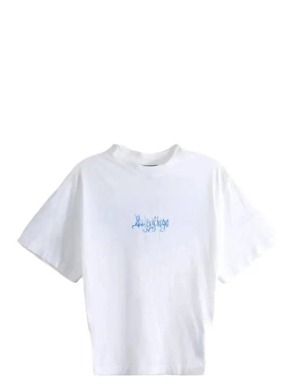 Balenciaga Cotton T-shirt With Logo Print - White