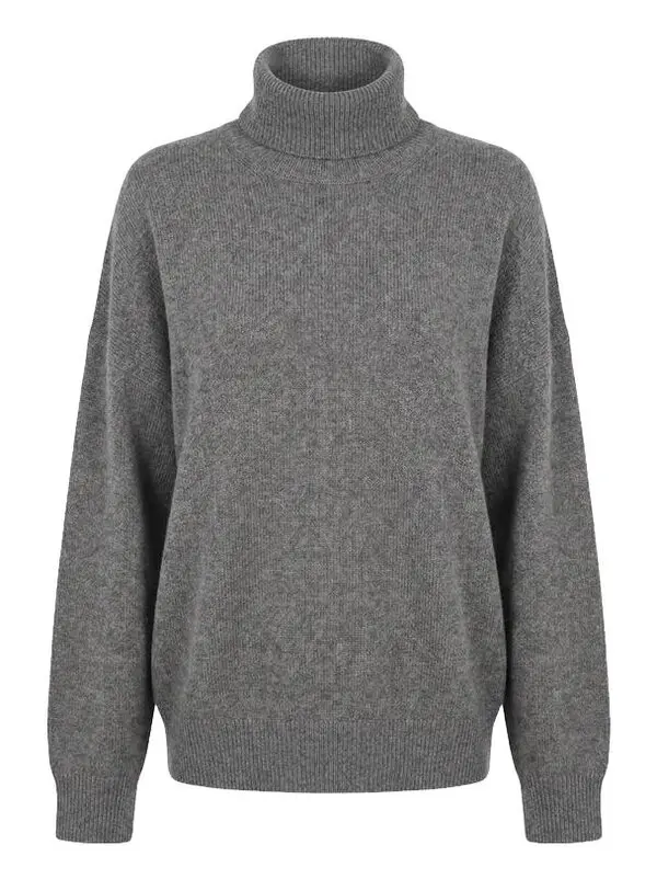 Brunello Cucinelli Grey Cashmere Roll Neck Jumper - Gray