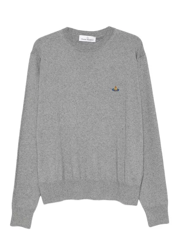 VIVIENNE WESTWOOD Fine Knit Crew Neck Long Sleeve T-shirt - Gray