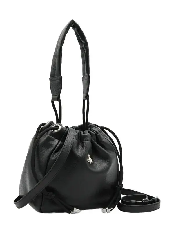 VIVIENNE WESTWOOD Saffiano Leather Shoulder Bag With Silver-tone Orb Plaque - Black