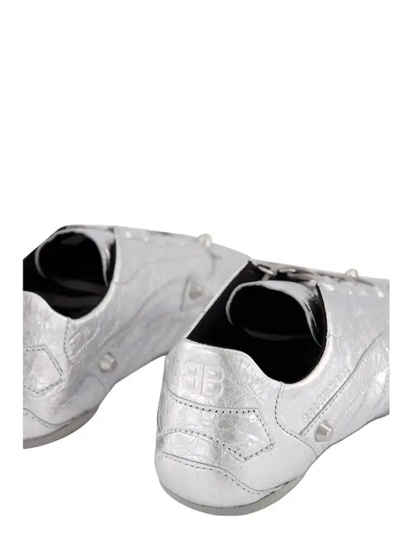 Balenciaga Metallic Effect Studded Lace-up Trainers - Silver