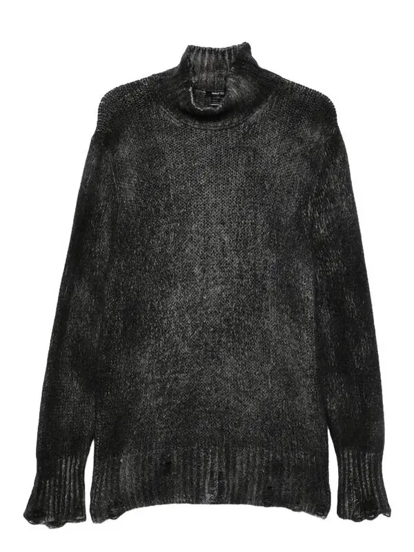 Avant Toi Charcoal Grey Chunky Knit Roll Neck Sweater - Gray