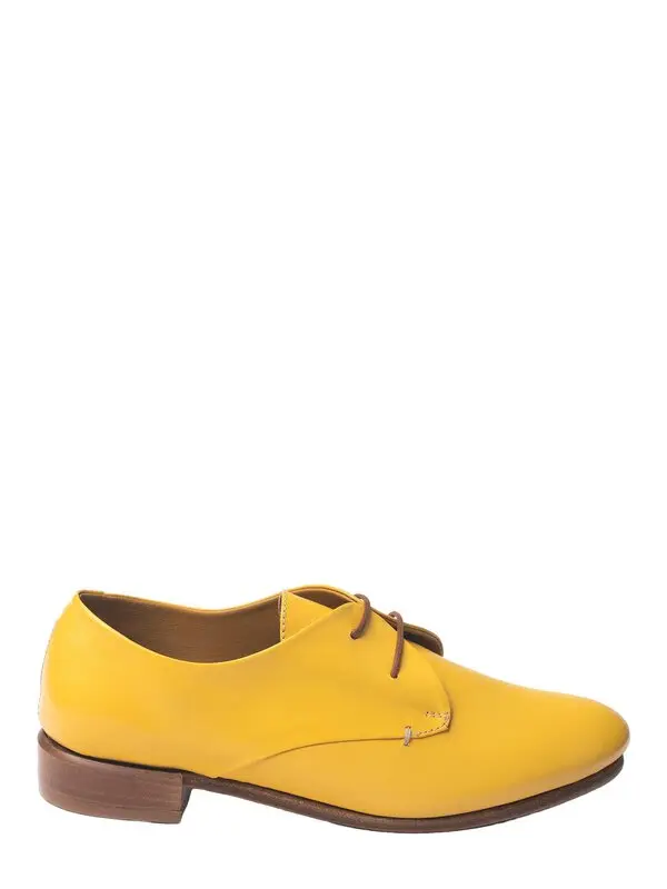 Lukure Kate Kangaroo Leather Lace-up Flats - Lemon