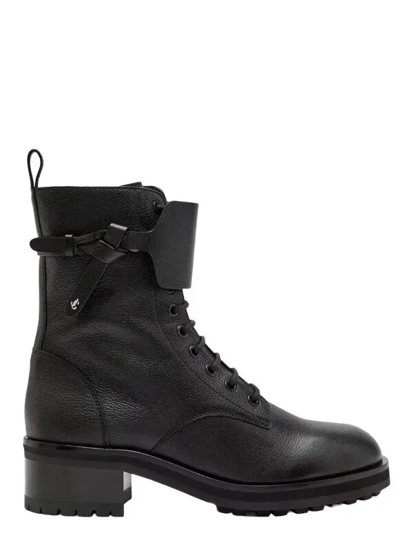 JIMMY CHOO Rosabel Leather Combat Boots - Black