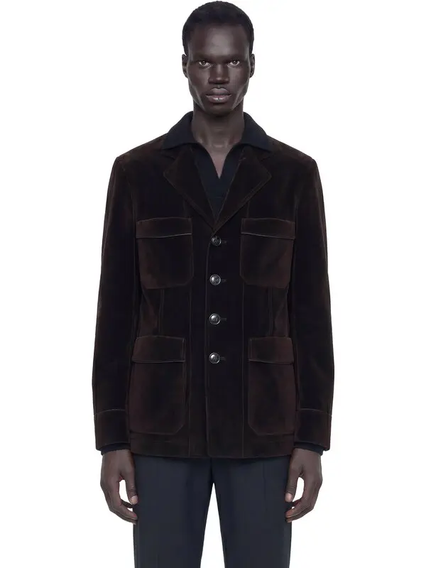 TOM FORD Washed Flocked Tricotine Jacket - Brown