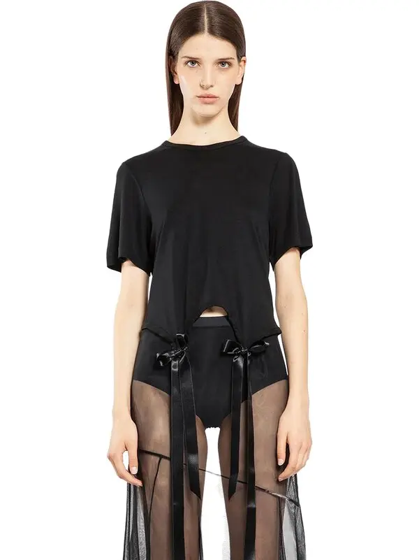 Simone Rocha T-shirt With Satin Bow Detail - Black