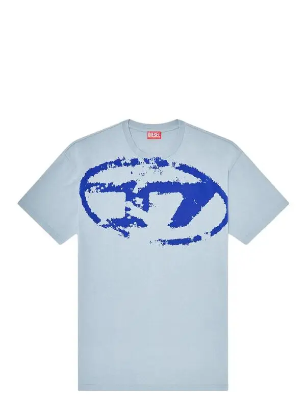 DIESEL® T-shirt With Distressed Flocked Logo - Blue