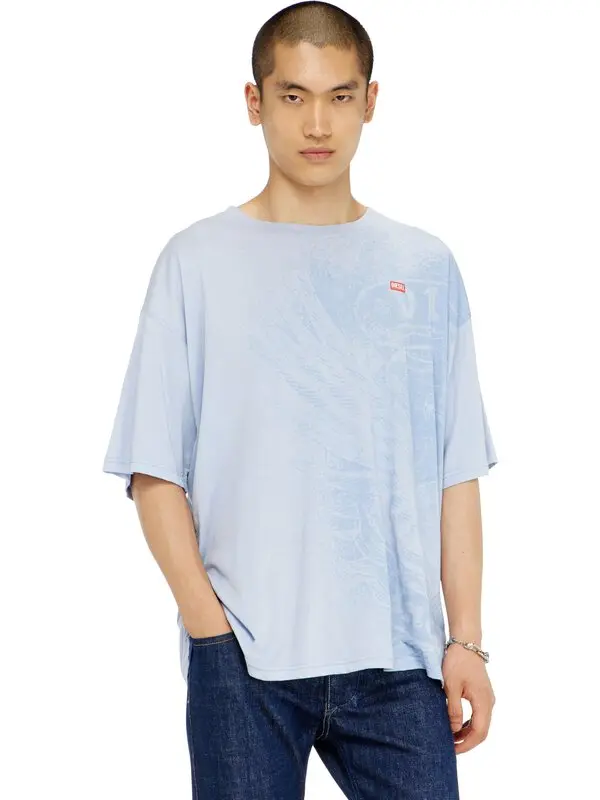 DIESEL® Relaxed T-shirt With Pigment Prints - Blue
