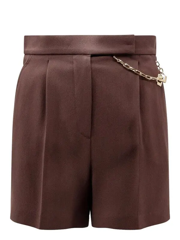 Elisabetta Franchi Stretch Viscose Shorts With Gold Metal Detail - Brown