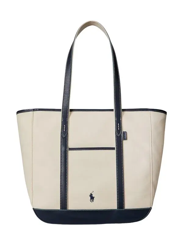 Polo Ralph Lauren Canvas Shopping Bag With Embroidered Logo - Blue