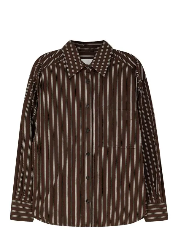 Closed Striped Cotton Shirt - Brown
