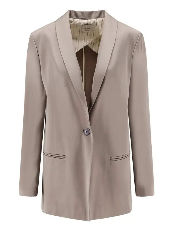 ALYSI Single-breasted Satin Blazer With Shawl Lapel And Back Vent - Grey