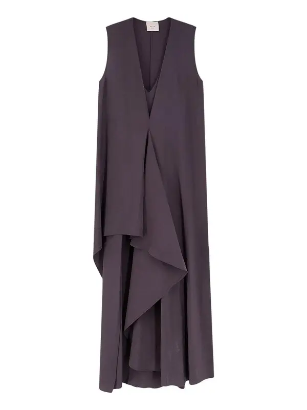 ALYSI Sleeveless V-neck Asymmetrical Maxi Dress - Grey