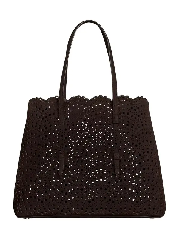 Alaïa Mina 37 Leather Shoulder Bag With Vienne Motif - Brown