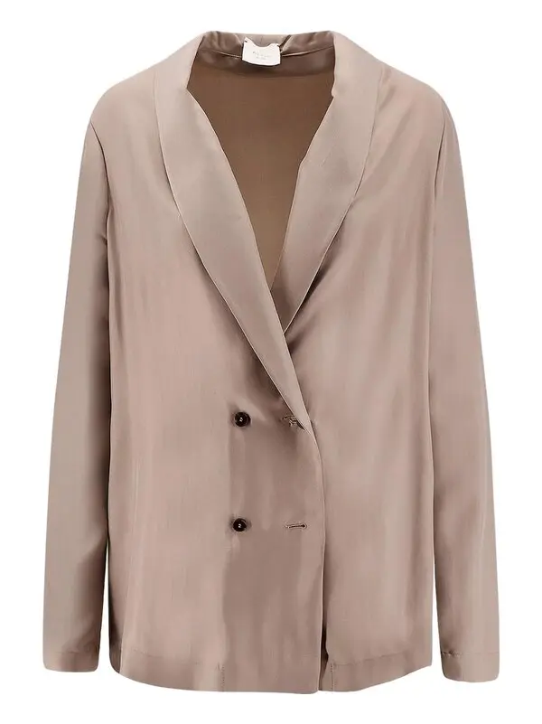 ALYSI Double-breasted Silk Blazer - Grey