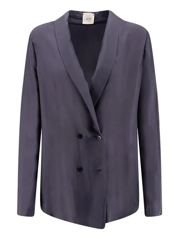 ALYSI Double-breasted Silk Blazer - Grey