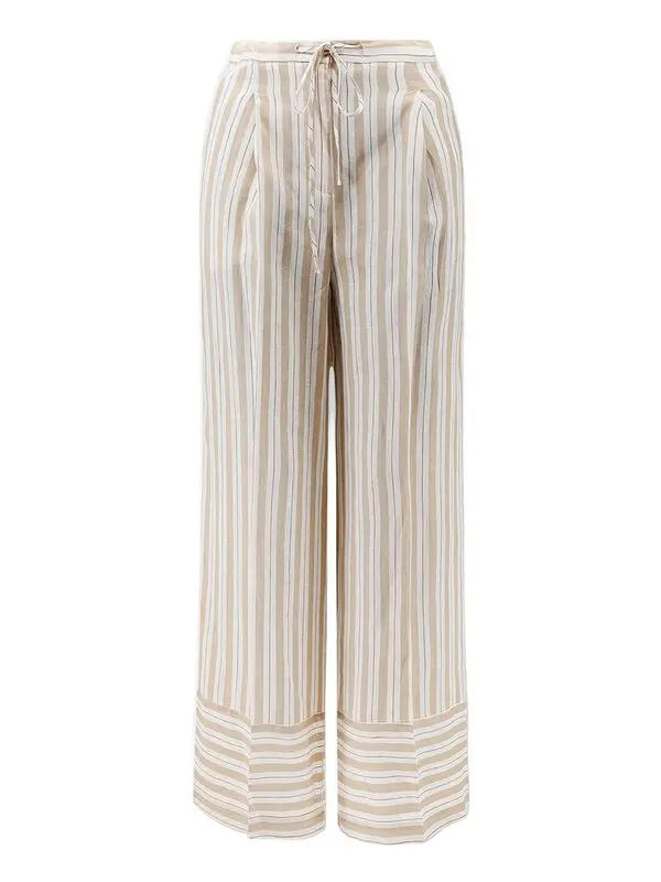 SEMICOUTURE Striped Linen Trousers - Beige