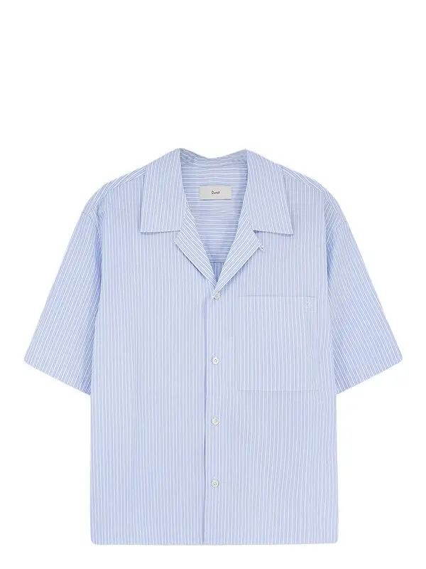 DUNST Cotton Blend Shirt With Striped Pattern - Blue