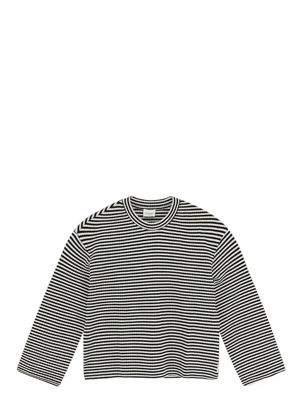 Closed Striped Cotton Crew Neck Sweater - Black