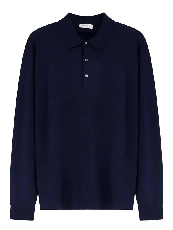 BRAMANI CASHMERE Cotton And Silk Blend Polo Shirt - Blue