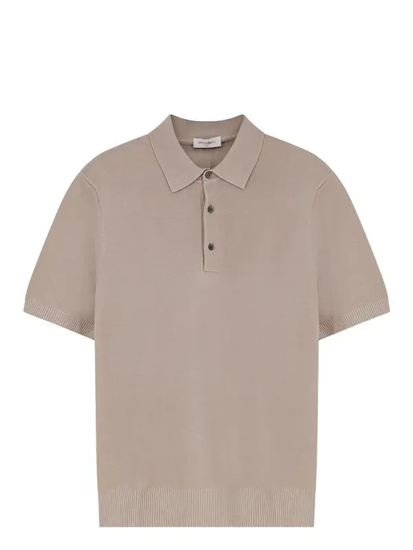 BRAMANI CASHMERE Cotton And Silk Blend Polo Shirt - Beige