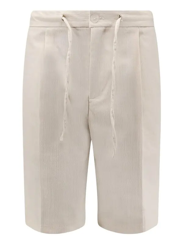 HEVO Torre Lapillo Cotton Blend Tailored Shorts - Beige