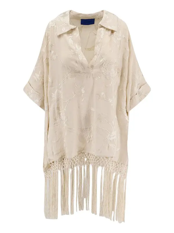 MES DEMOISELLES Franny Viscose Dress With Floral Pattern - Beige
