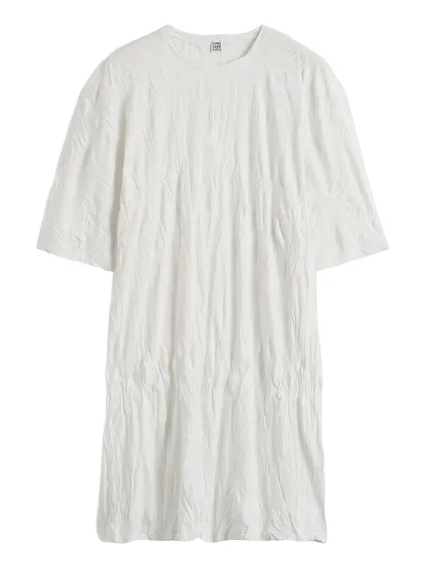 TOTEME Relaxed Fit Short Cotton Blend Dress - White