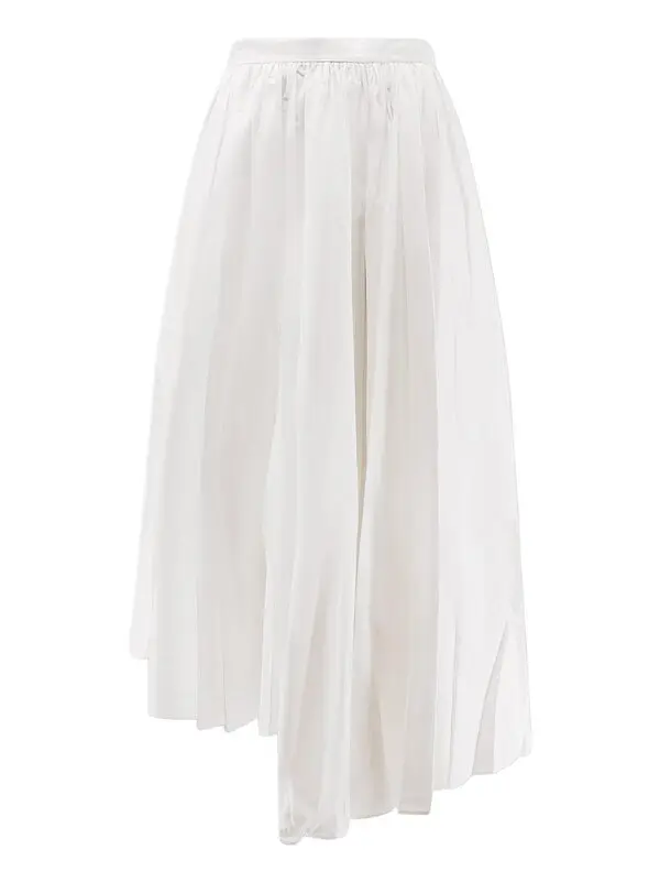 SELF-PORTRAIT Asymmetrical Gathered Cotton Skirt - White