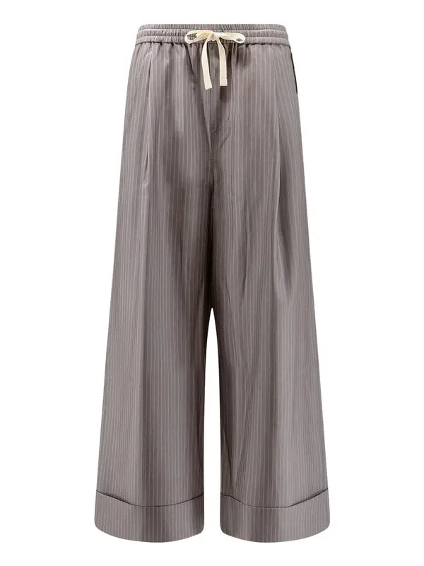 TONYWACK Wide Leg Striped Trousers - Grey