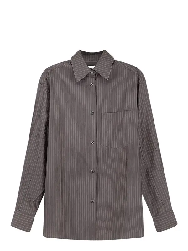 TONYWACK Striped Silk And Wool Blend Shirt - Grey