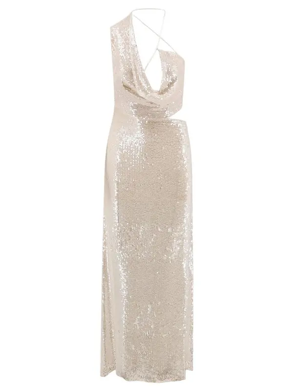 AMAZUIN Iselin Sequined Long Dress - Beige