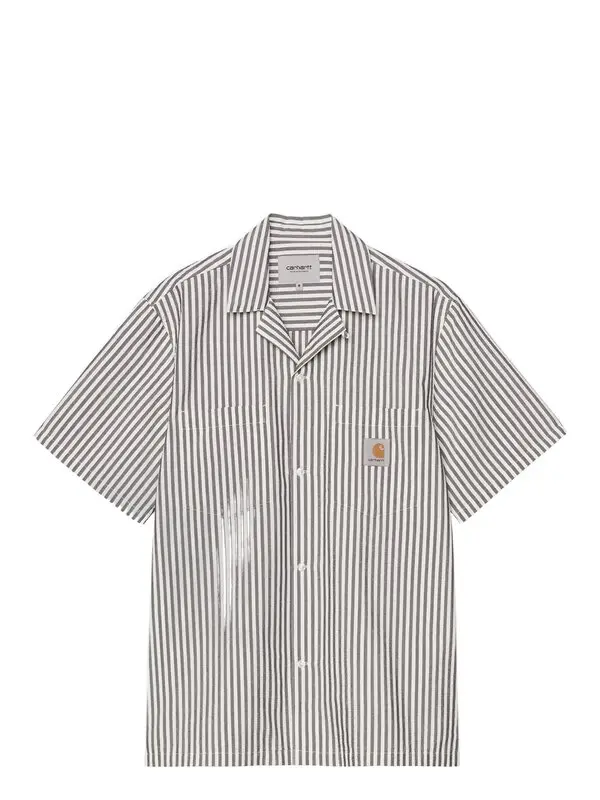 Carhartt Work In Progress Level Cotton Blend Shirt With Striped Pattern - Grey