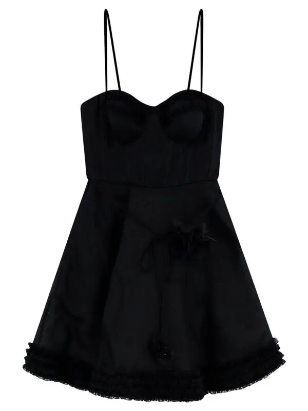Zimmermann Luna Linen And Silk Blend Mini Dress - Black