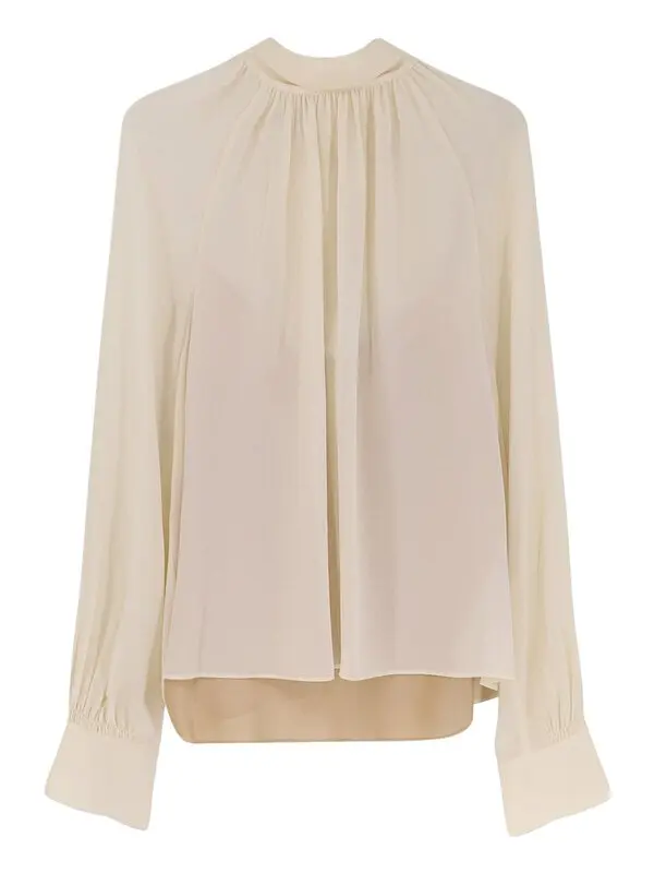 Vince High Collar Recycled Polyester Shirt - Beige