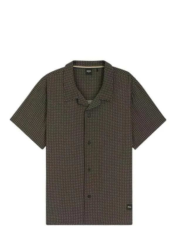 BOSS Geometric-print Short-sleeve Shirt - Brown