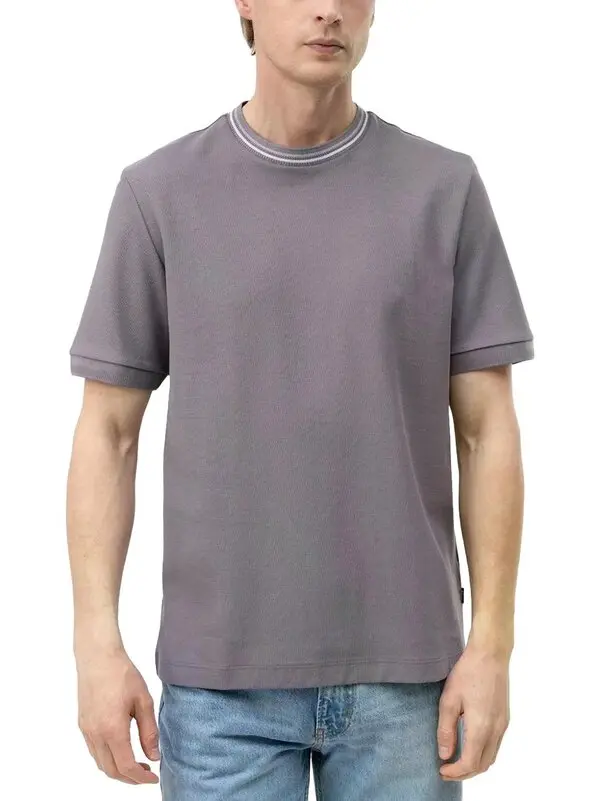 BOSS Stripe-trim Short-sleeve T-shirt - Grey